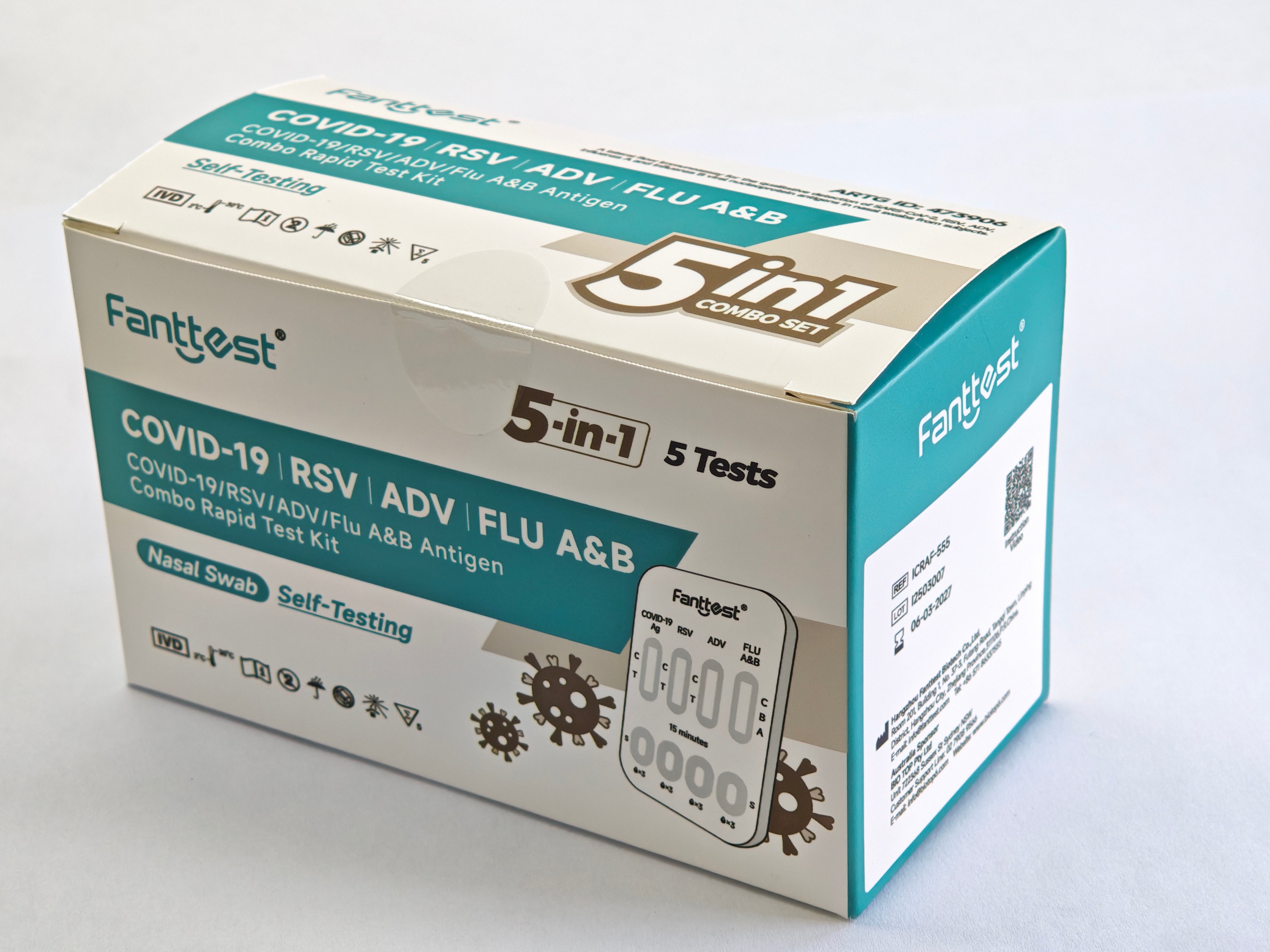 Fanttest COVID-19/RSV/ADV/Flu A&B Antigen Combo Rapid Test Kit (5 in 1