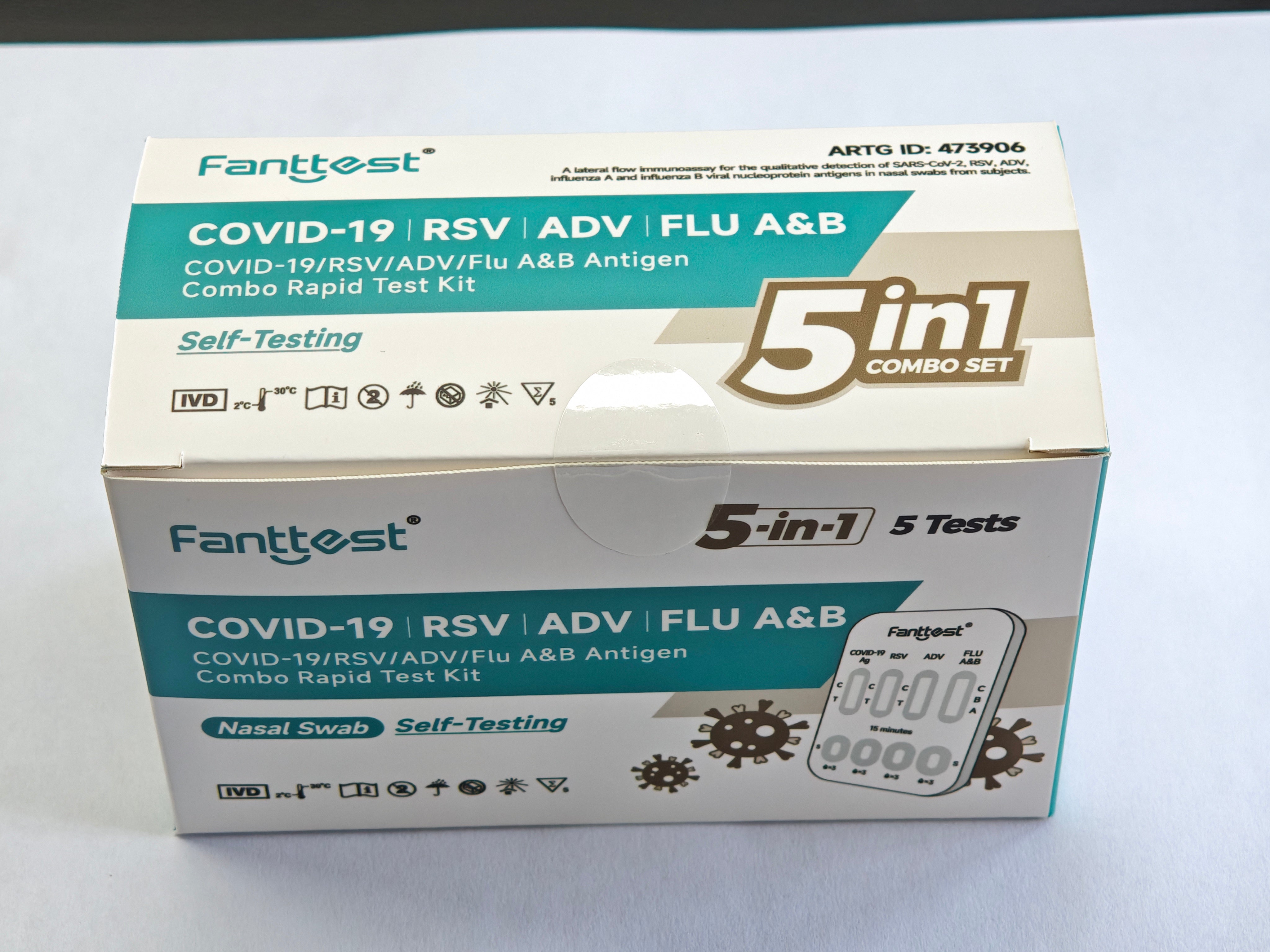 Fanttest COVID-19/RSV/ADV/Flu A&B Antigen Combo Rapid Test Kit (5 in 1